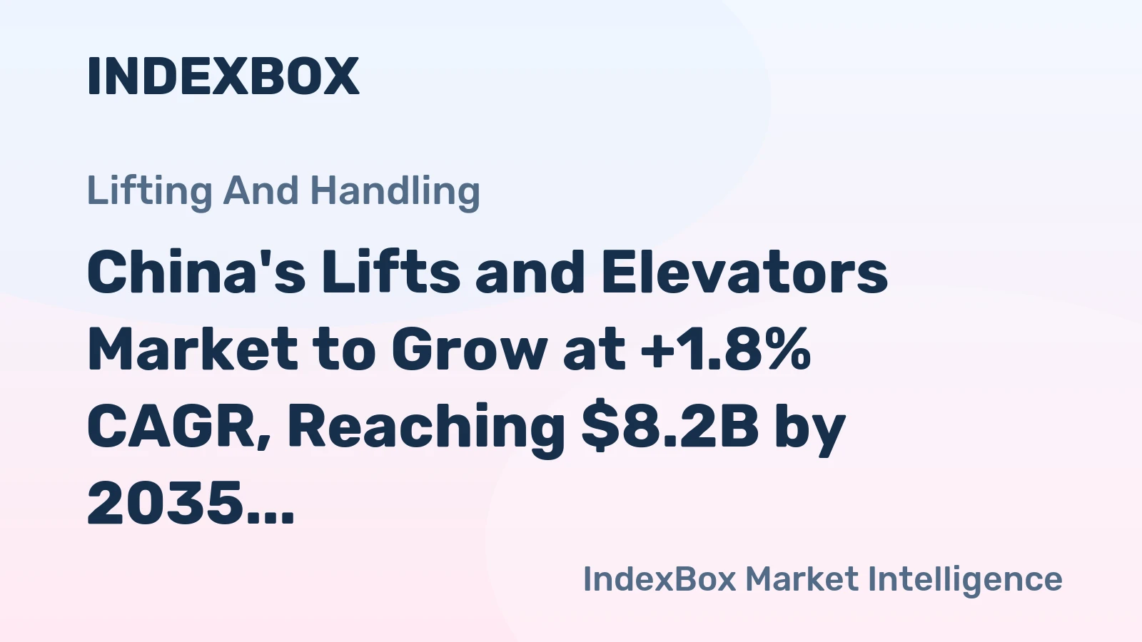 China's Lifts and Elevators Market to Grow at +1.8% CAGR, Reaching $8.2B by 2035