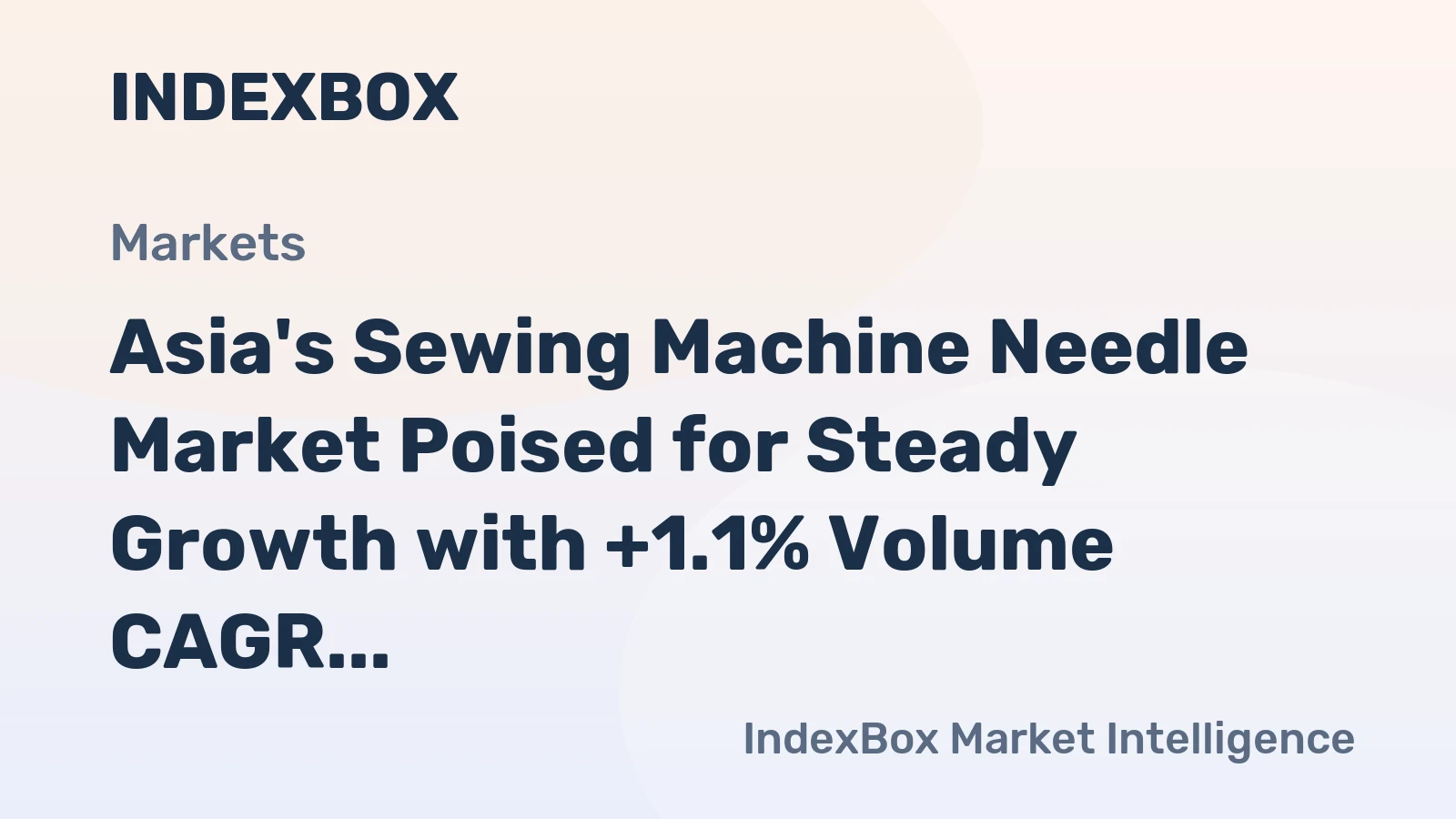 Asia's Sewing Machine Needle Market Poised for Steady Growth with +1.1% Volume CAGR Through 2035