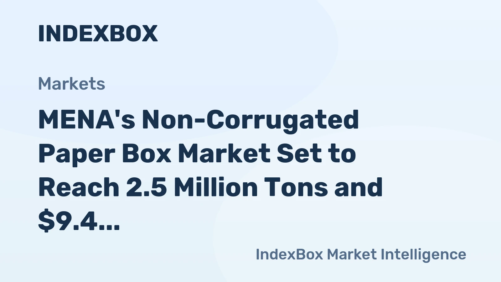 MENA's Non-Corrugated Paper Box Market Set to Reach 2.5 Million Tons and $9.4 Billion by 2035