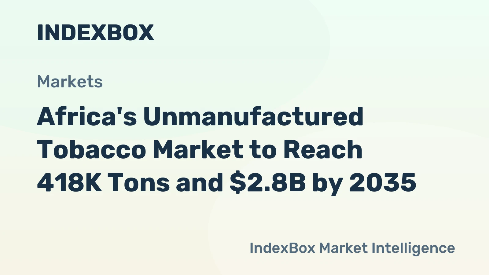 Africa's Unmanufactured Tobacco Market to Reach 418K Tons and $2.8B by 2035