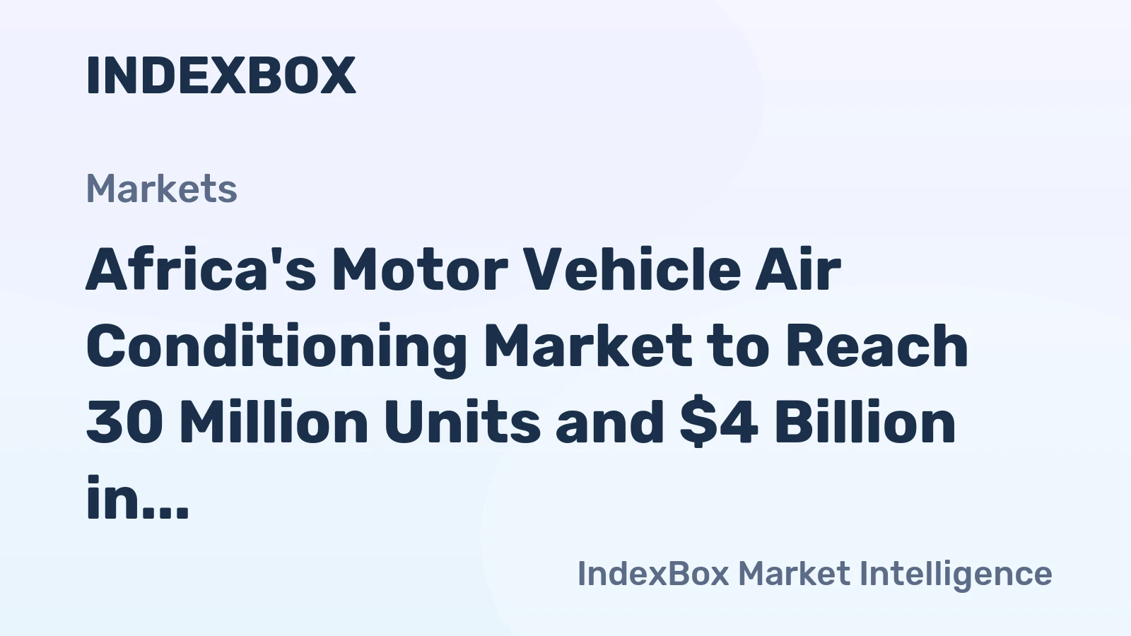 Africa's Motor Vehicle Air Conditioning Market to Reach 30 Million Units and $4 Billion in Value