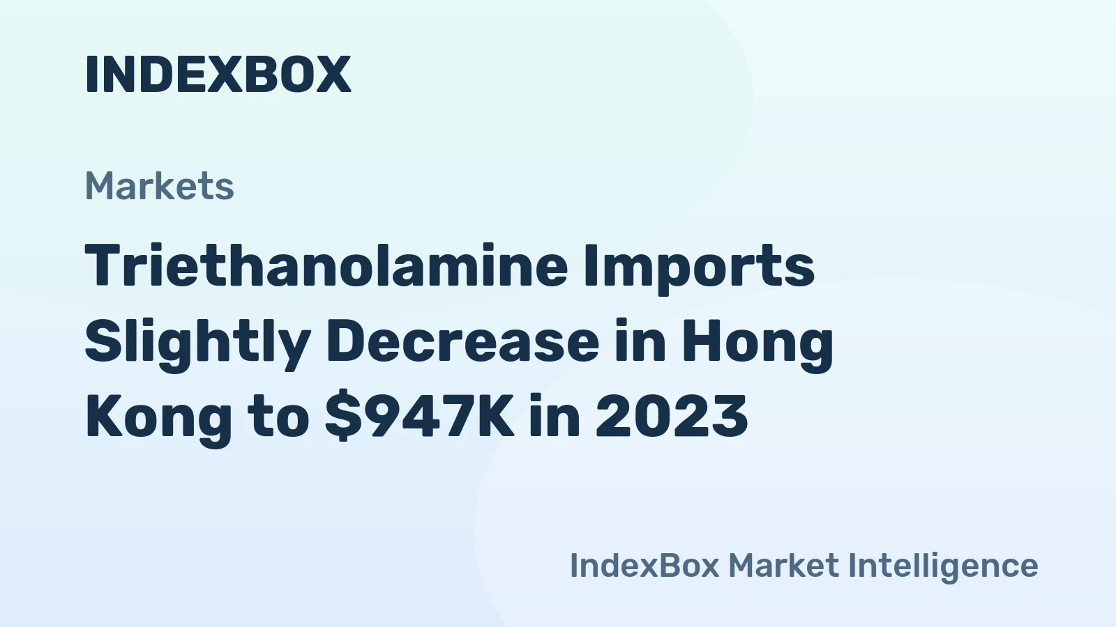 Triethanolamine Imports Slightly Decrease in Hong Kong to $947K in 2023