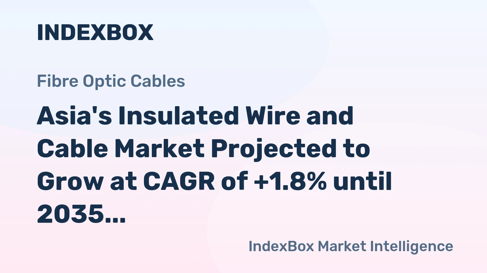 Asia's Insulated Wire and Cable Market Projected to Grow at CAGR of +1.8% until 2035
