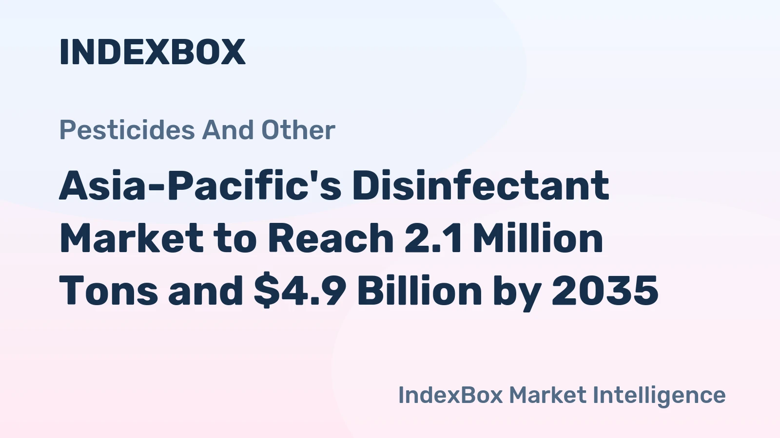 Asia-Pacific's Disinfectant Market to Reach 2.1 Million Tons and $4.9 Billion by 2035