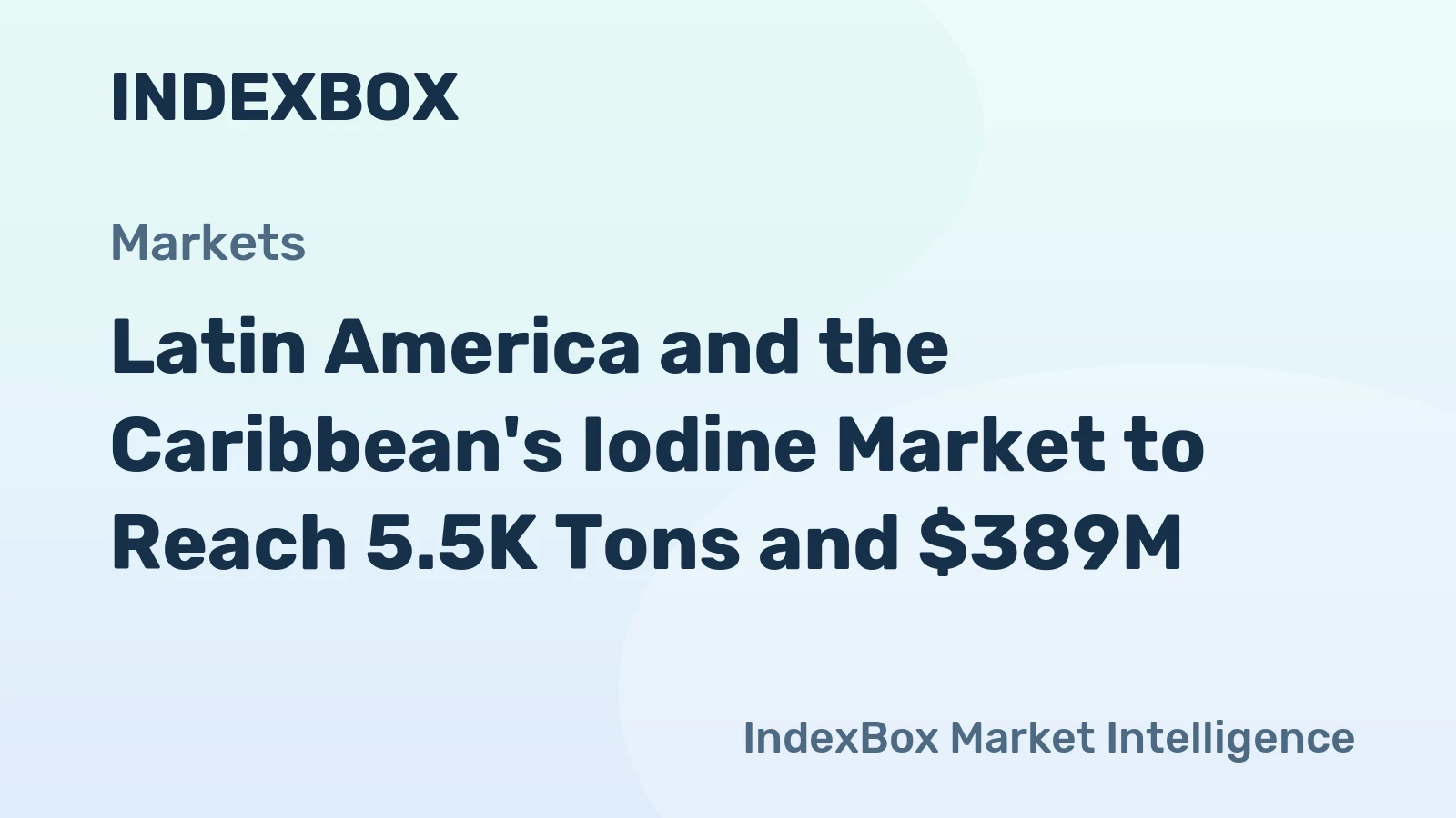 Latin America and the Caribbean's Iodine Market to Reach 5.5K Tons and $389M