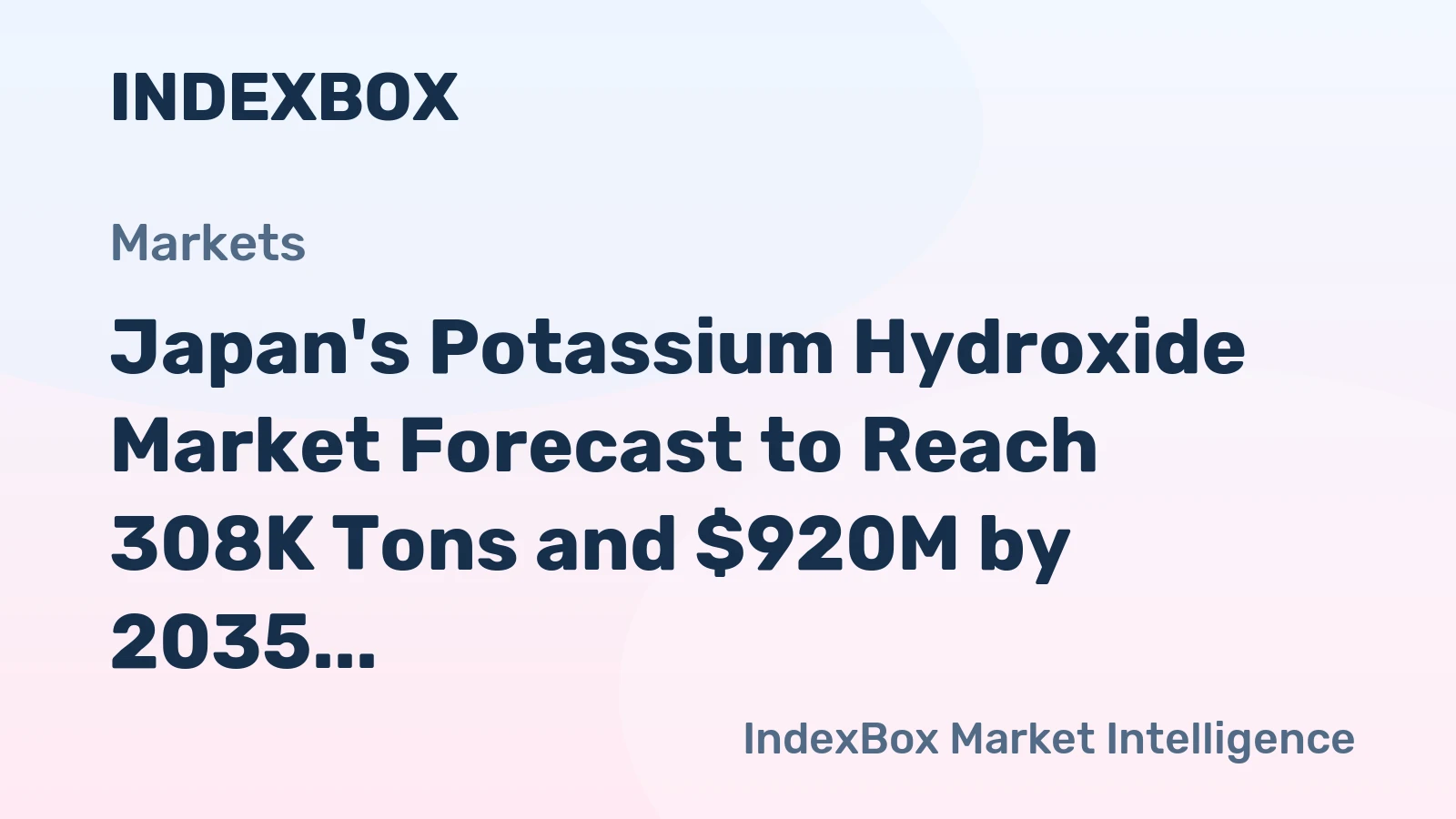 Japan's Potassium Hydroxide Market Forecast to Reach 308K Tons and $920M by 2035