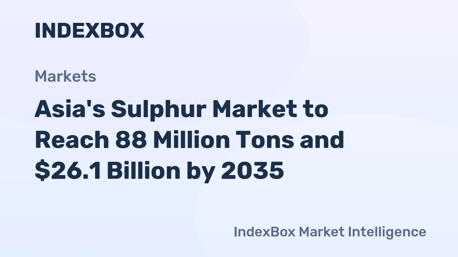 Asia's Sulphur Market to Reach 88 Million Tons and $26.1 Billion by 2035