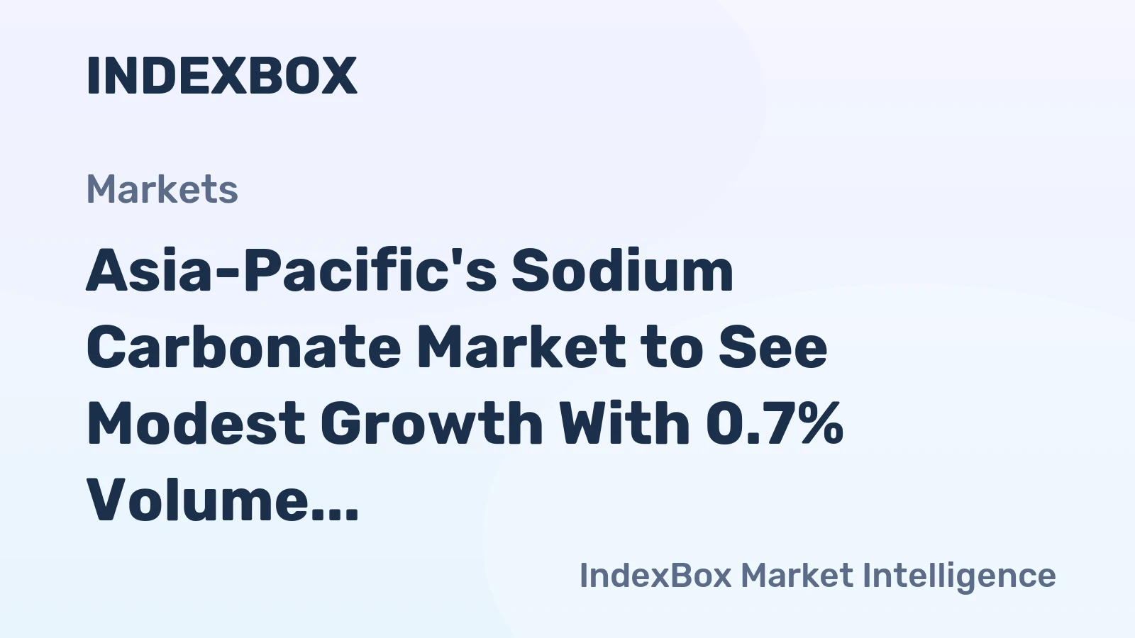 Asia-Pacific's Sodium Carbonate Market to See Modest Growth With 0.7% Volume CAGR Through 2035