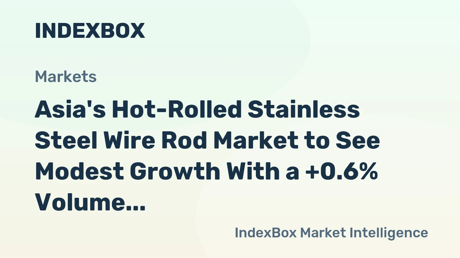 Asia's Hot-Rolled Stainless Steel Wire Rod Market to See Modest Growth With a +0.6% Volume CAGR
