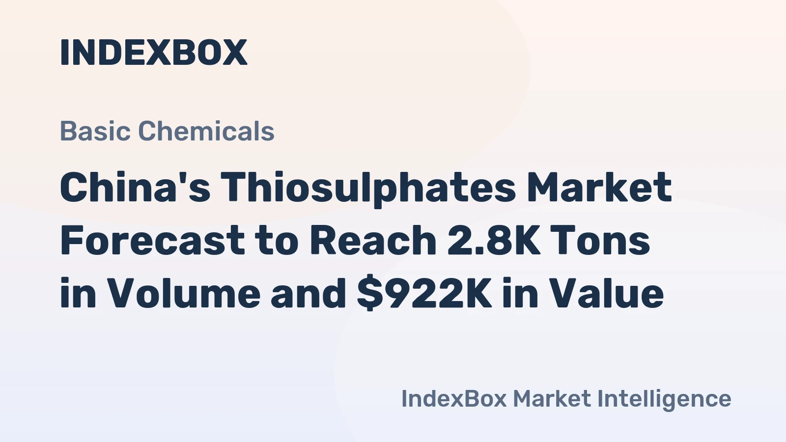 China's Thiosulphates Market Forecast to Reach 2.8K Tons in Volume and $922K in Value