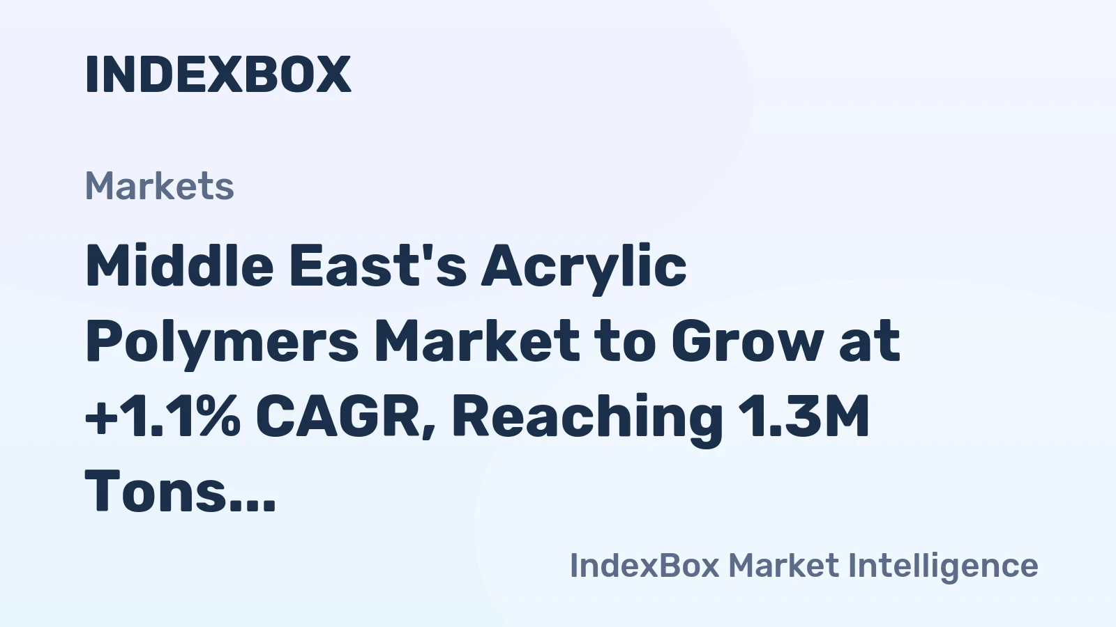 Middle East's Acrylic Polymers Market to Grow at +1.1% CAGR, Reaching 1.3M Tons by 2035