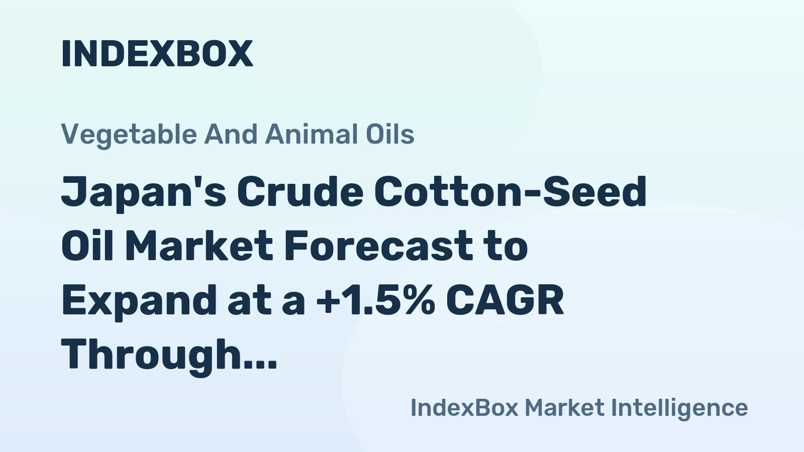 Japan's Crude Cotton-Seed Oil Market Forecast to Expand at a +1.5% CAGR Through 2035