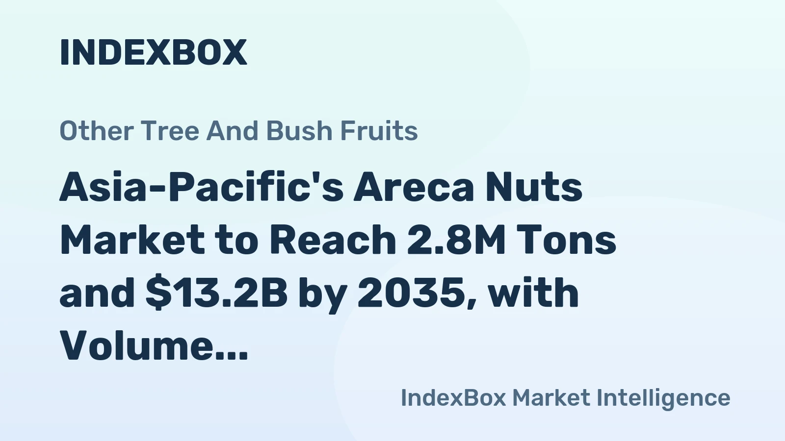 Asia-Pacific's Areca Nuts Market to Reach 2.8M Tons and $13.2B by 2035, with Volume Growth of +0.5% and Value Growth of +3.5%