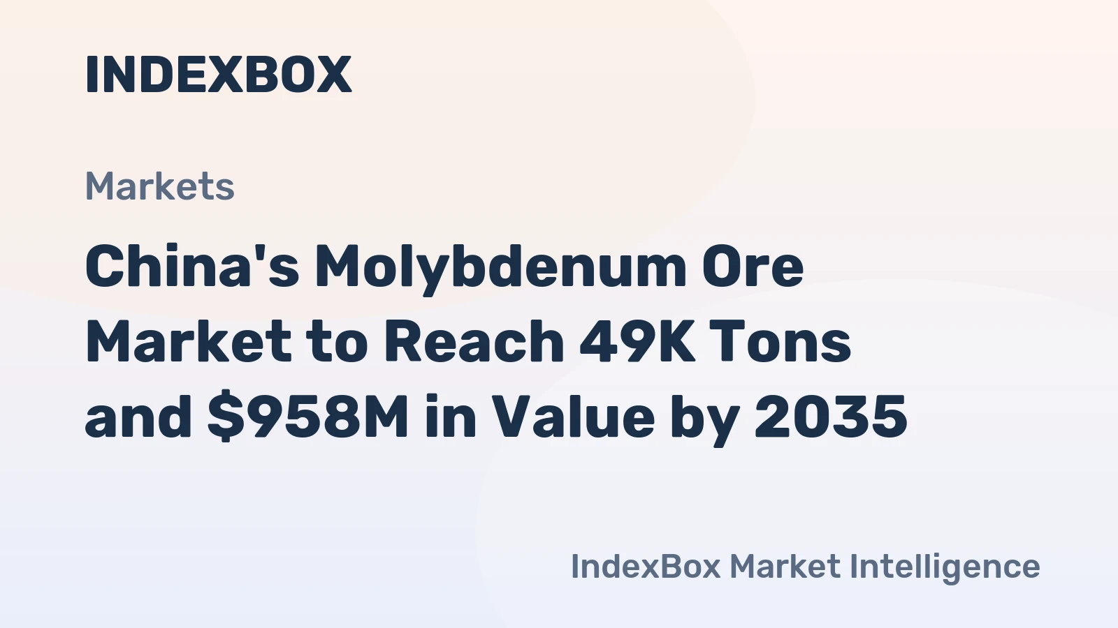 China's Molybdenum Ore Market to Reach 49K Tons and $958M in Value by 2035