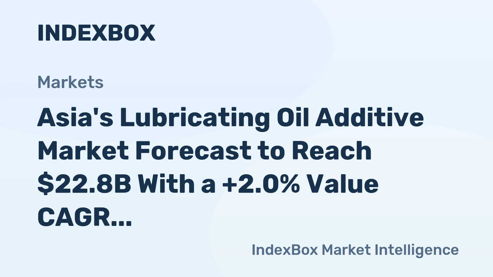 Asia's Lubricating Oil Additive Market Forecast to Reach $22.8B With a +2.0% Value CAGR Through 2035