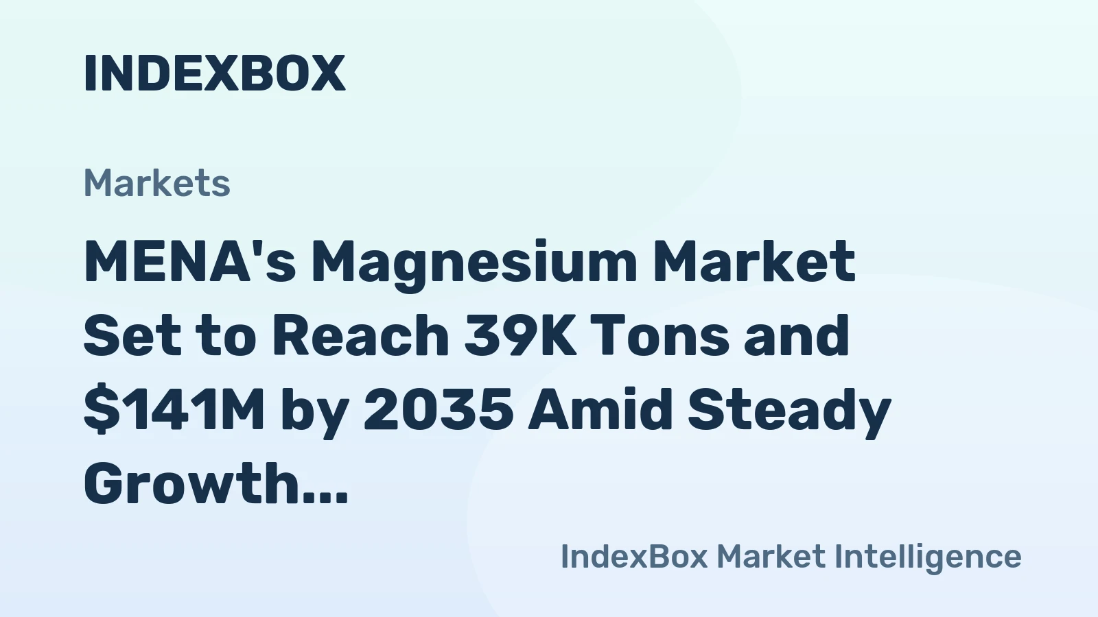 MENA's Magnesium Market Set to Reach 39K Tons and $141M by 2035 Amid Steady Growth