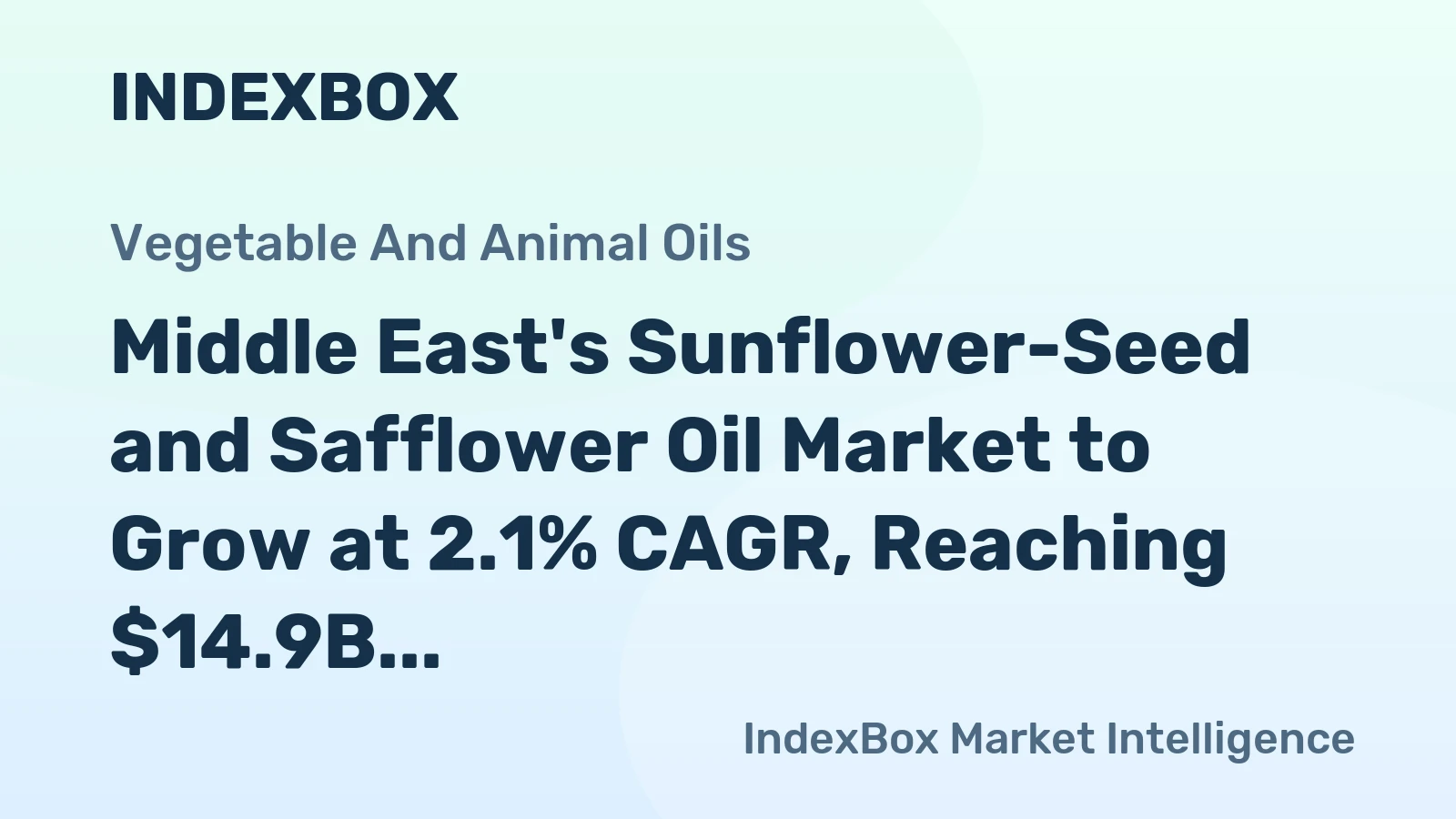 Middle East's Sunflower-Seed and Safflower Oil Market to Grow at 2.1% CAGR, Reaching $14.9B by 2035