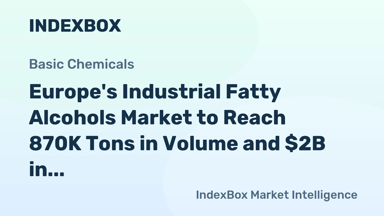 Europe's Industrial Fatty Alcohols Market to Reach 870K Tons in Volume and $2B in Value by 2035, Driven by Increasing Demand