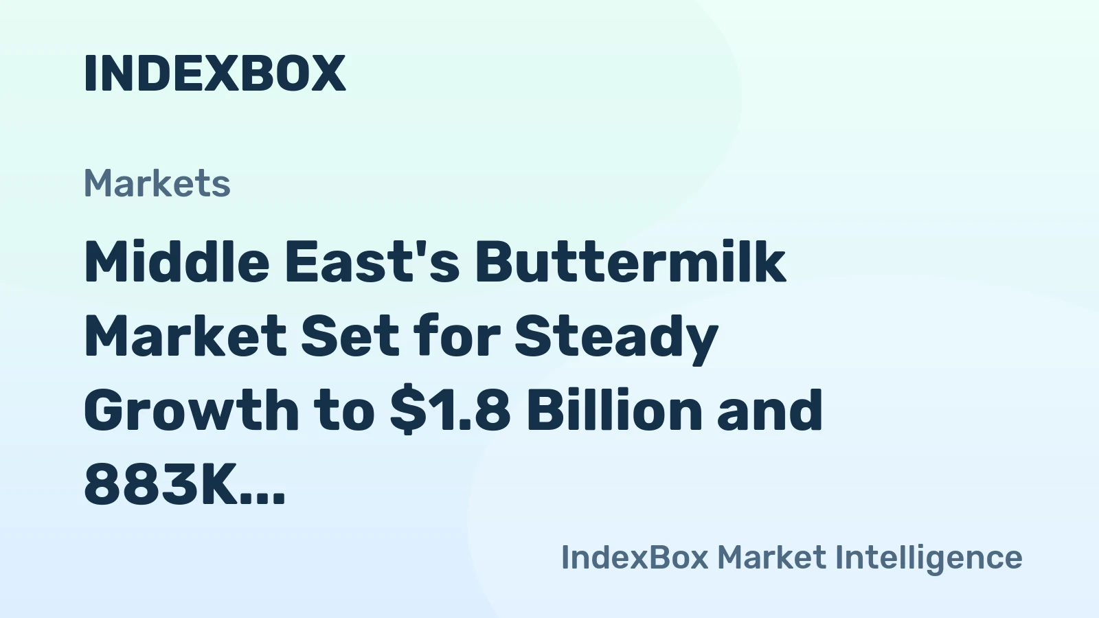 Middle East's Buttermilk Market Set for Steady Growth to $1.8 Billion and 883K Tons