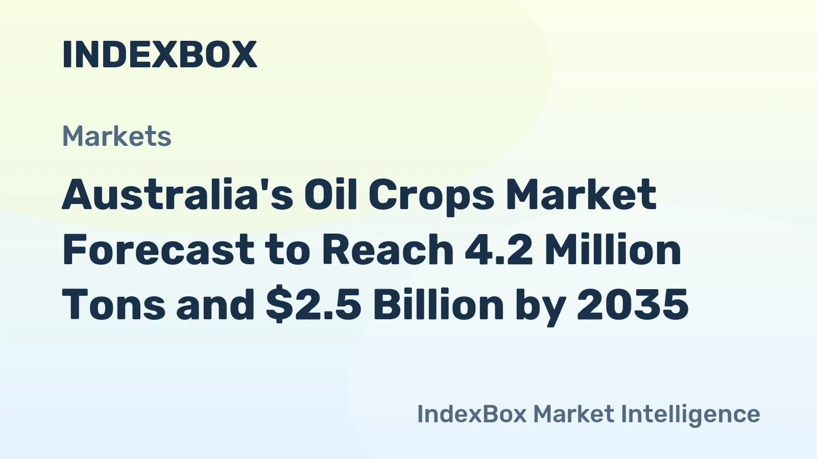 Australia's Oil Crops Market Forecast to Reach 4.2 Million Tons and $2.5 Billion by 2035