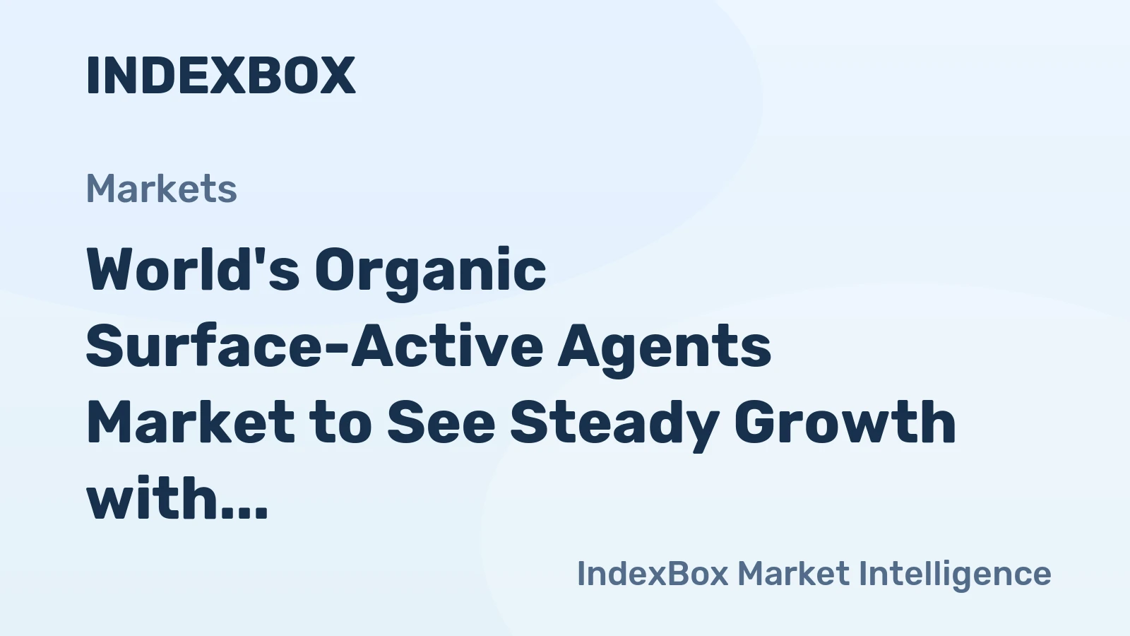 World's Organic Surface-Active Agents Market to See Steady Growth with a 1.1% CAGR Through 2035