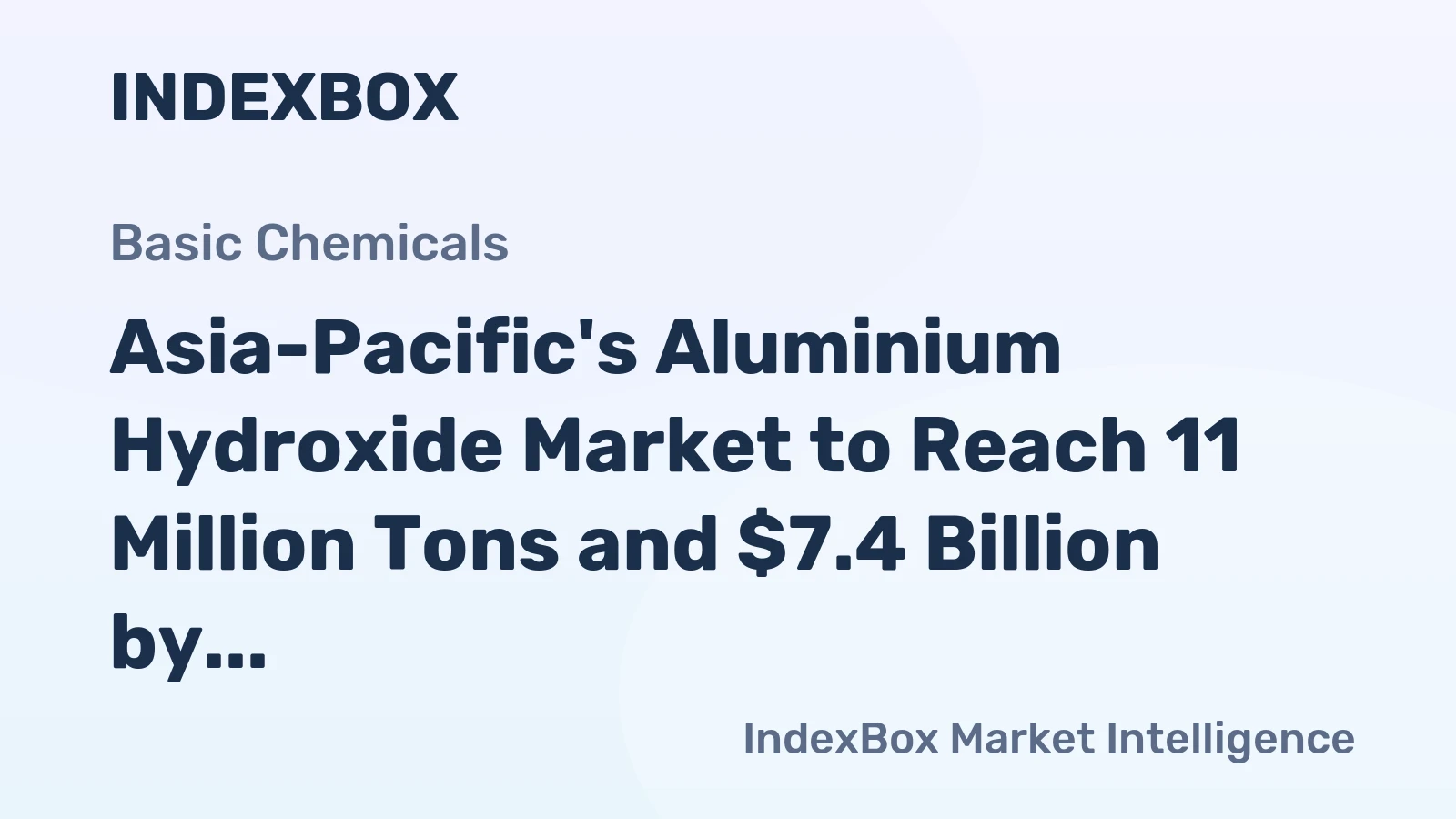 Asia-Pacific's Aluminium Hydroxide Market to Reach 11 Million Tons and $7.4 Billion by 2035