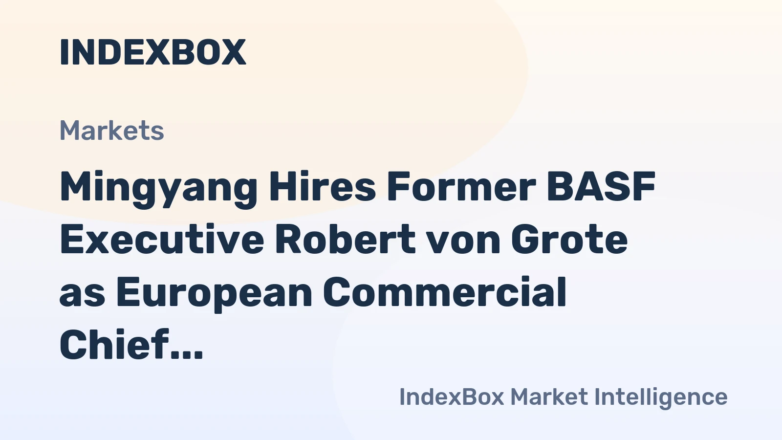 Mingyang Hires Former BASF Executive Robert von Grote as European Commercial Chief