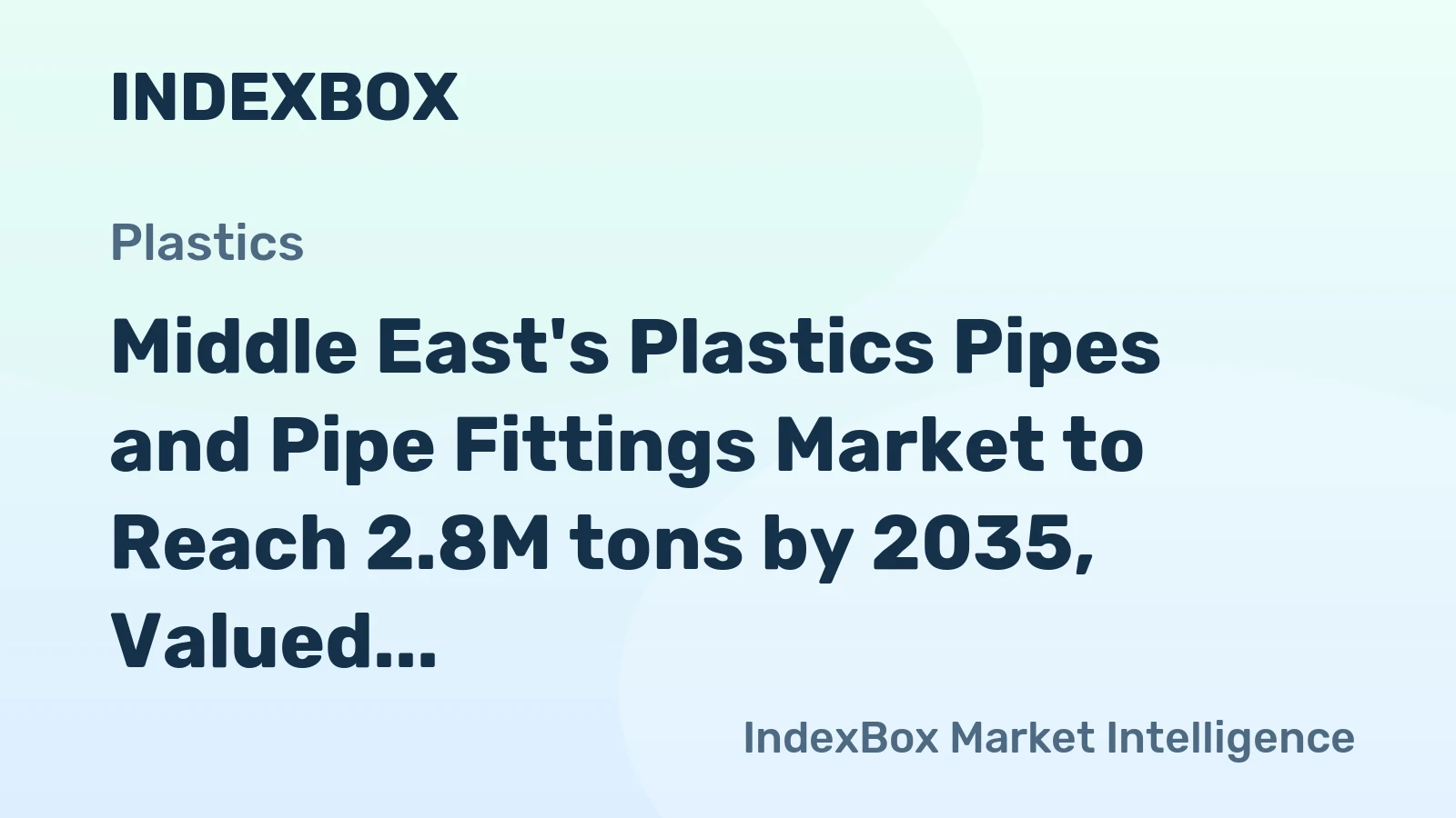 Middle East's Plastics Pipes and Pipe Fittings Market to Reach 2.8M tons by 2035, Valued at $12.2B