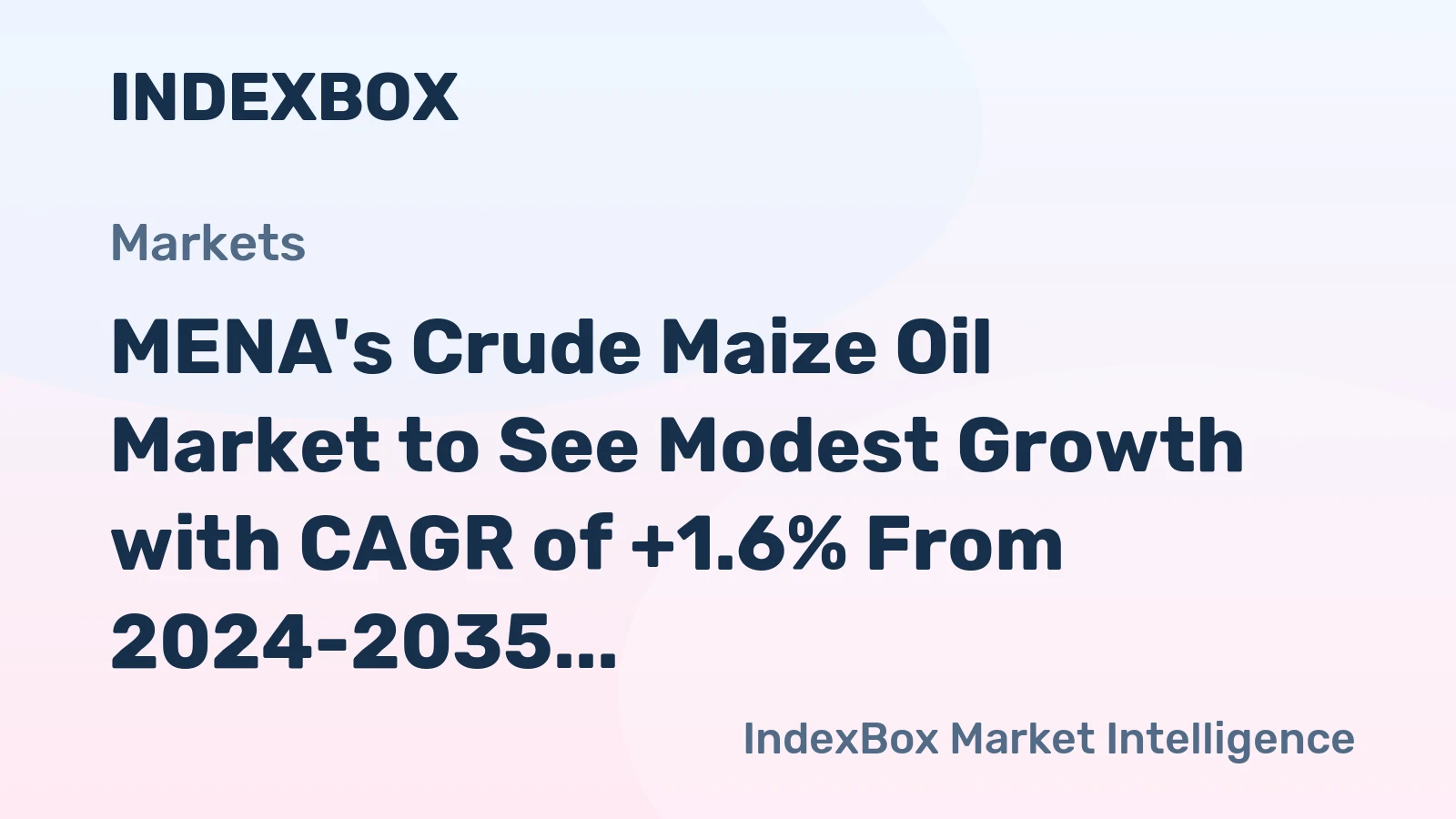 MENA's Crude Maize Oil Market to See Modest Growth with CAGR of +1.6% From 2024-2035