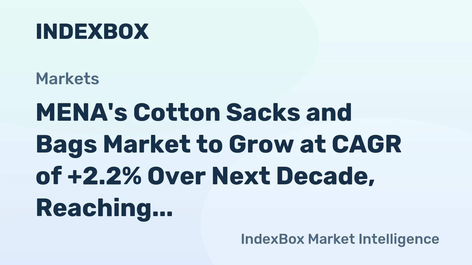 MENA's Cotton Sacks and Bags Market to Grow at CAGR of +2.2% Over Next Decade, Reaching $160M by 2035
