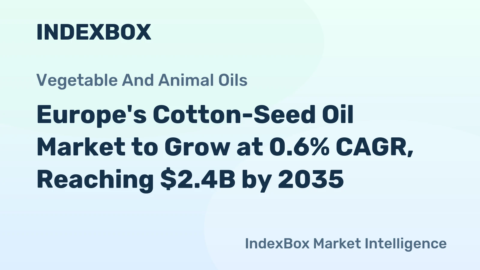 Europe's Cotton-Seed Oil Market to Grow at 0.6% CAGR, Reaching $2.4B by 2035