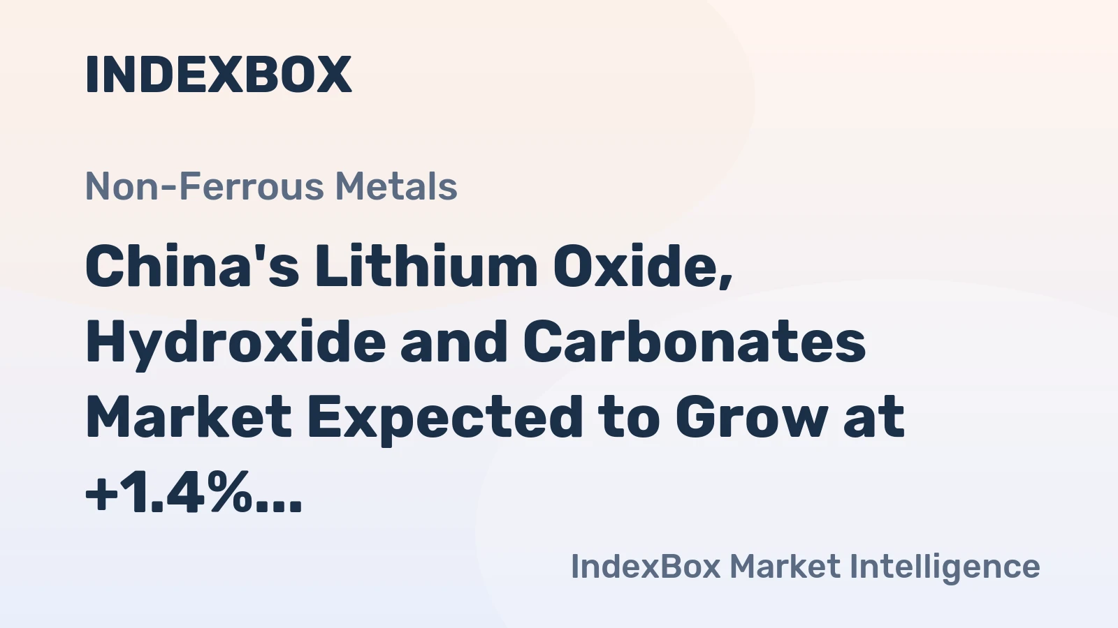 China's Lithium Oxide, Hydroxide and Carbonates Market Expected to Grow at +1.4% CAGR Through 2035