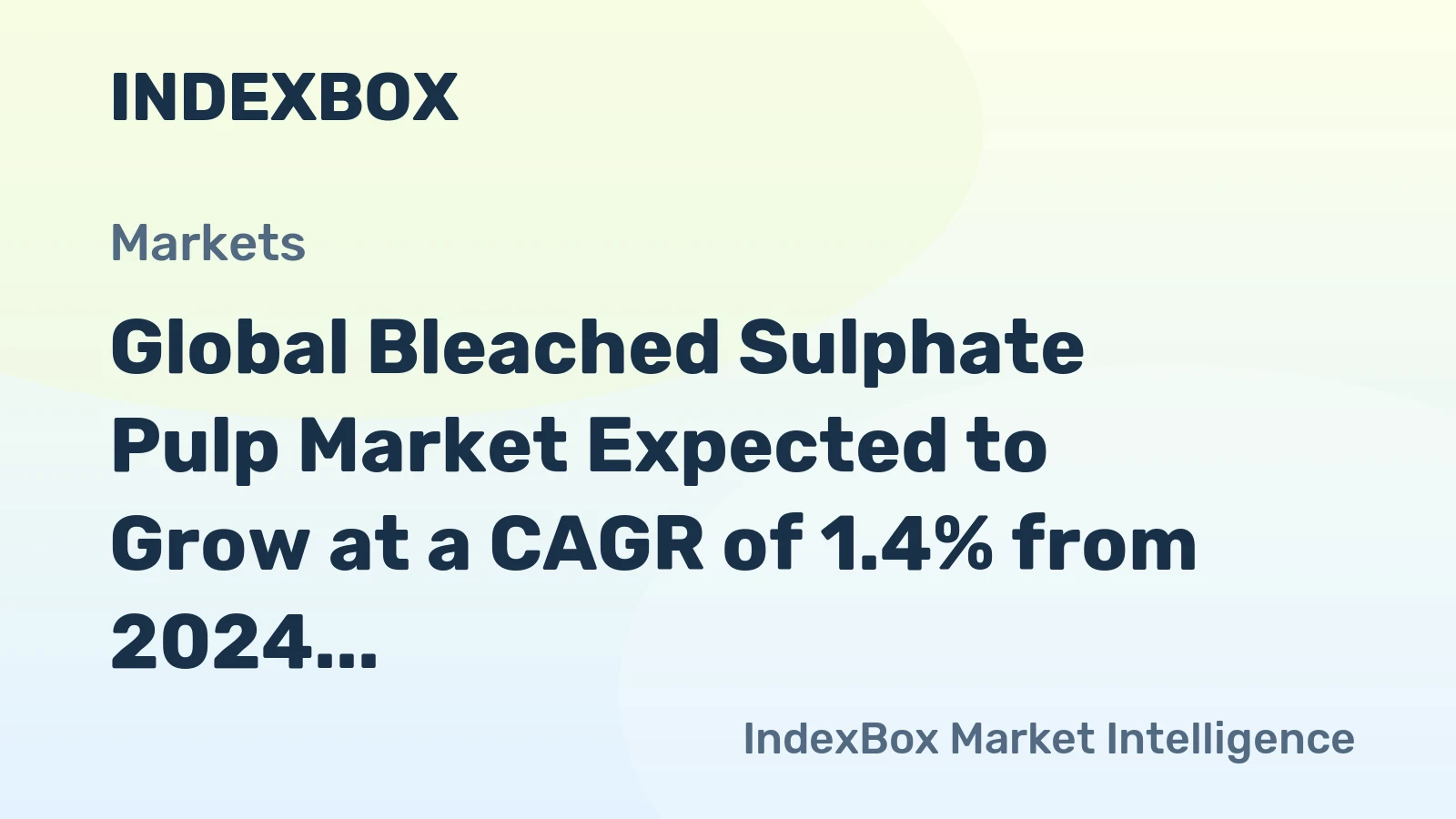 Global Bleached Sulphate Pulp Market Expected to Grow at a CAGR of 1.4% from 2024 to 2035, Reaching 140M Tons