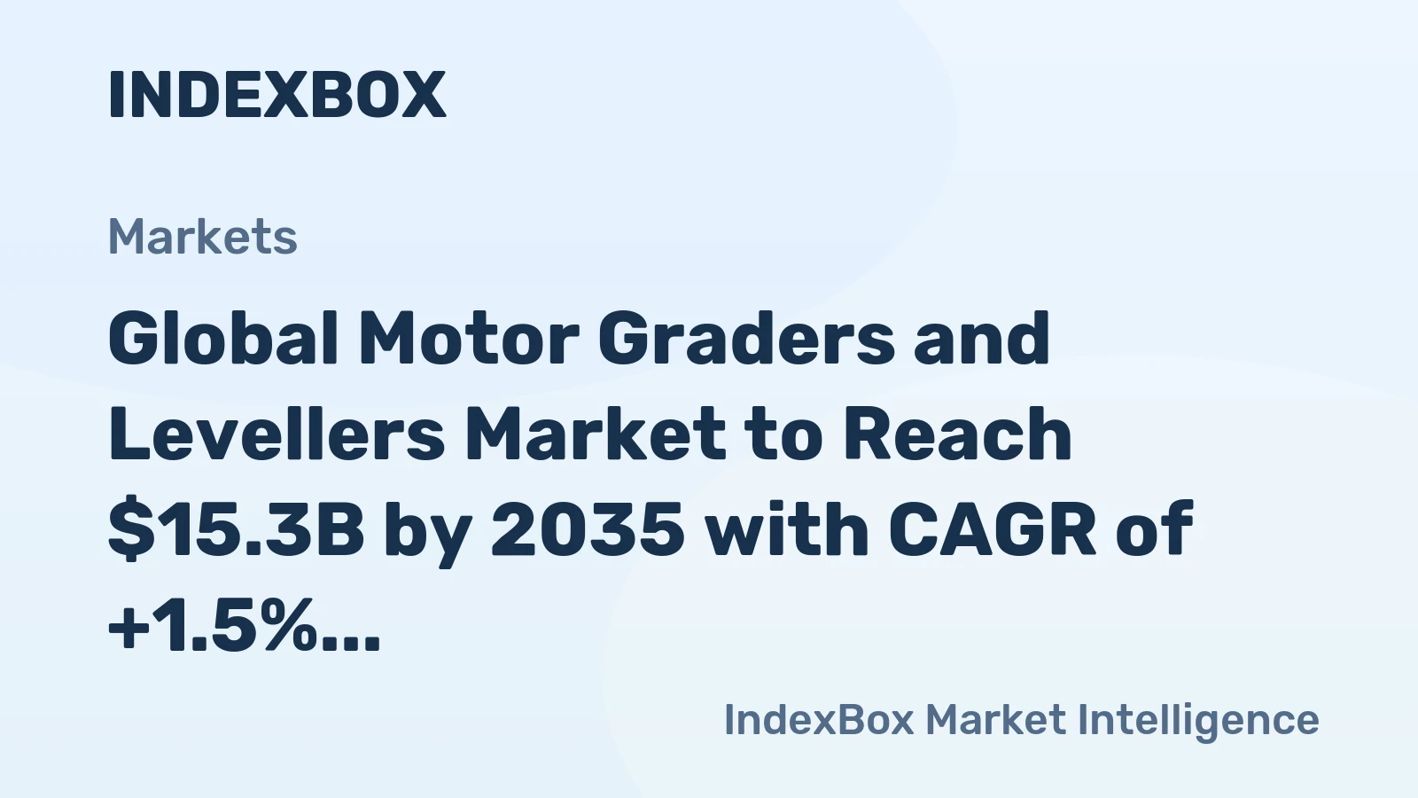 Global Motor Graders and Levellers Market to Reach $15.3B by 2035 with CAGR of +1.5% in Volume and +2.3% in Value Terms