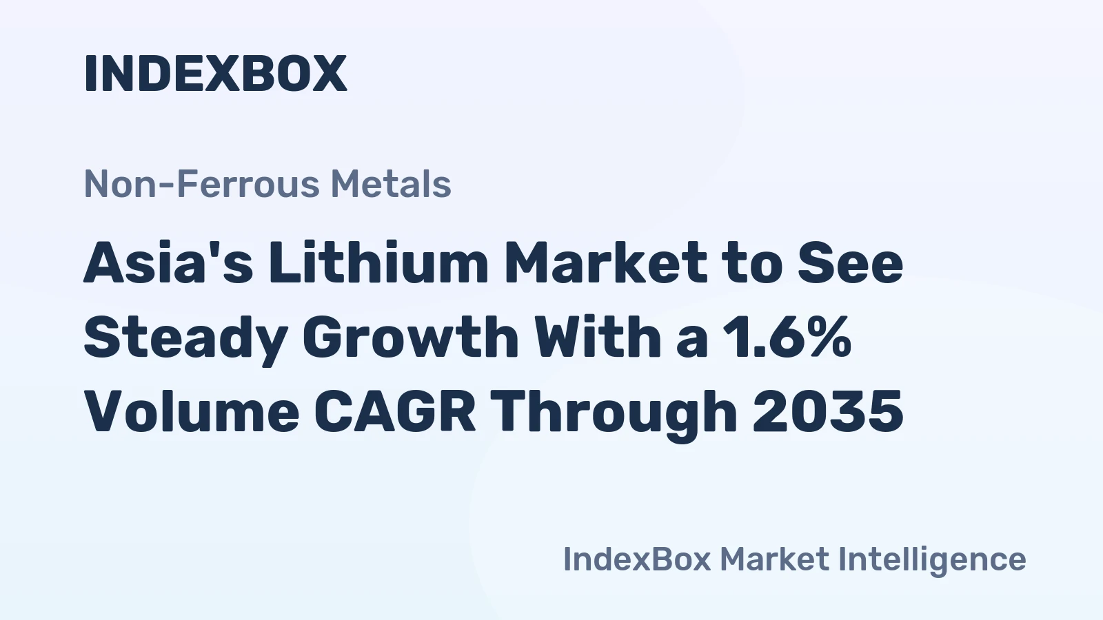 Asia's Lithium Market to See Steady Growth With a 1.6% Volume CAGR Through 2035