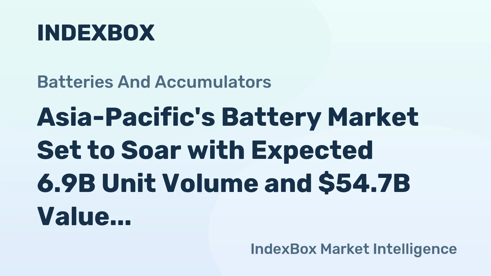 Asia-Pacific's Battery Market Set to Soar with Expected 6.9B Unit Volume and $54.7B Value by 2035