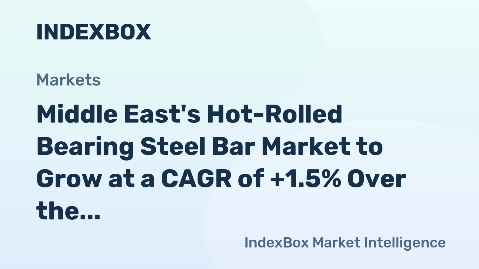 Middle East's Hot-Rolled Bearing Steel Bar Market to Grow at a CAGR of +1.5% Over the Next Decade