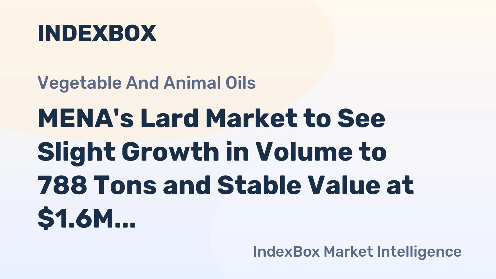 MENA's Lard Market to See Slight Growth in Volume to 788 Tons and Stable Value at $1.6M