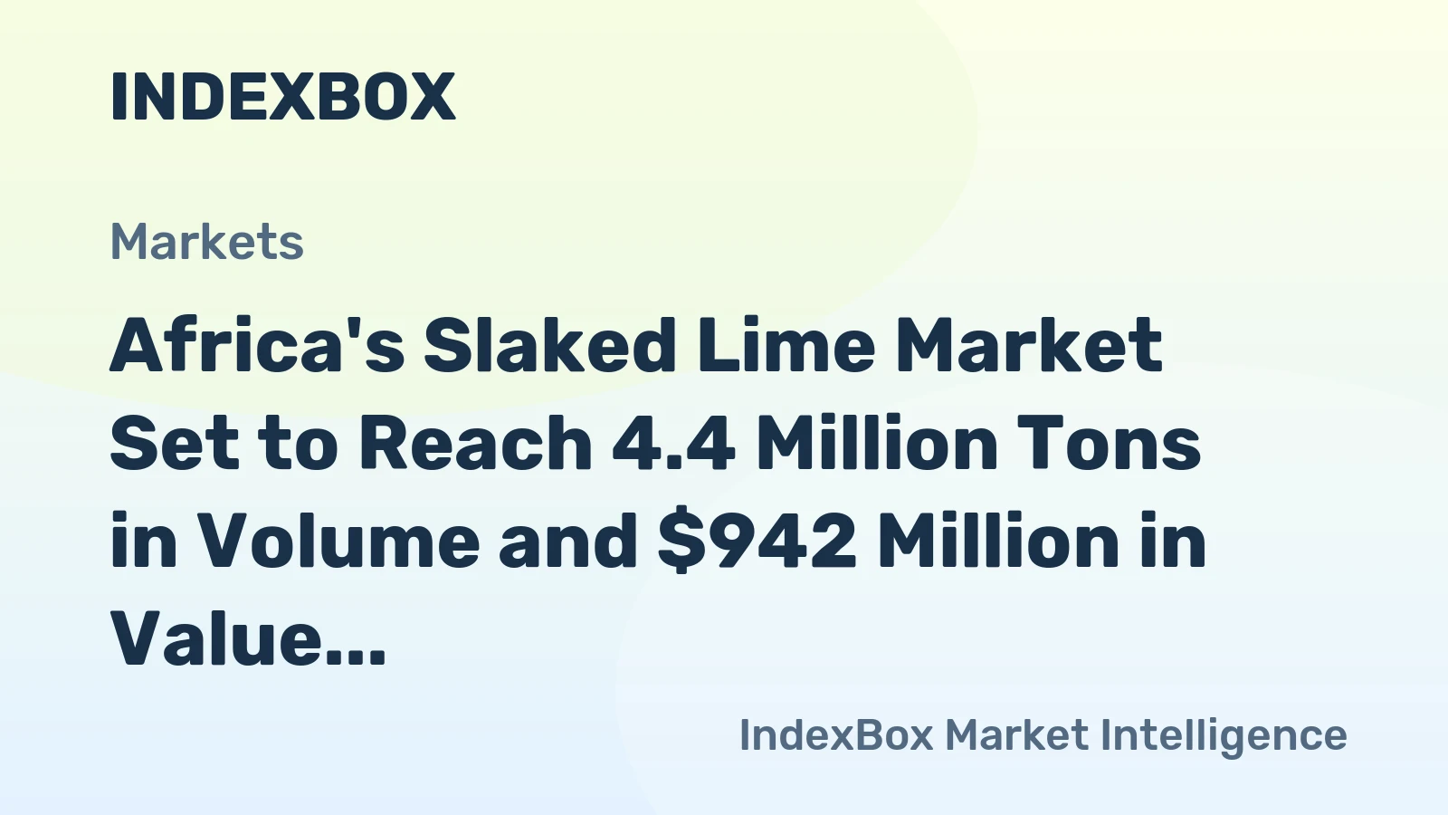 Africa's Slaked Lime Market Set to Reach 4.4 Million Tons in Volume and $942 Million in Value by 2035