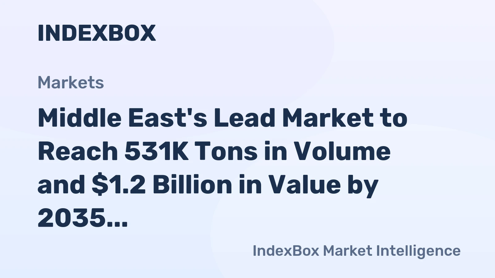 Middle East's Lead Market to Reach 531K Tons in Volume and $1.2 Billion in Value by 2035