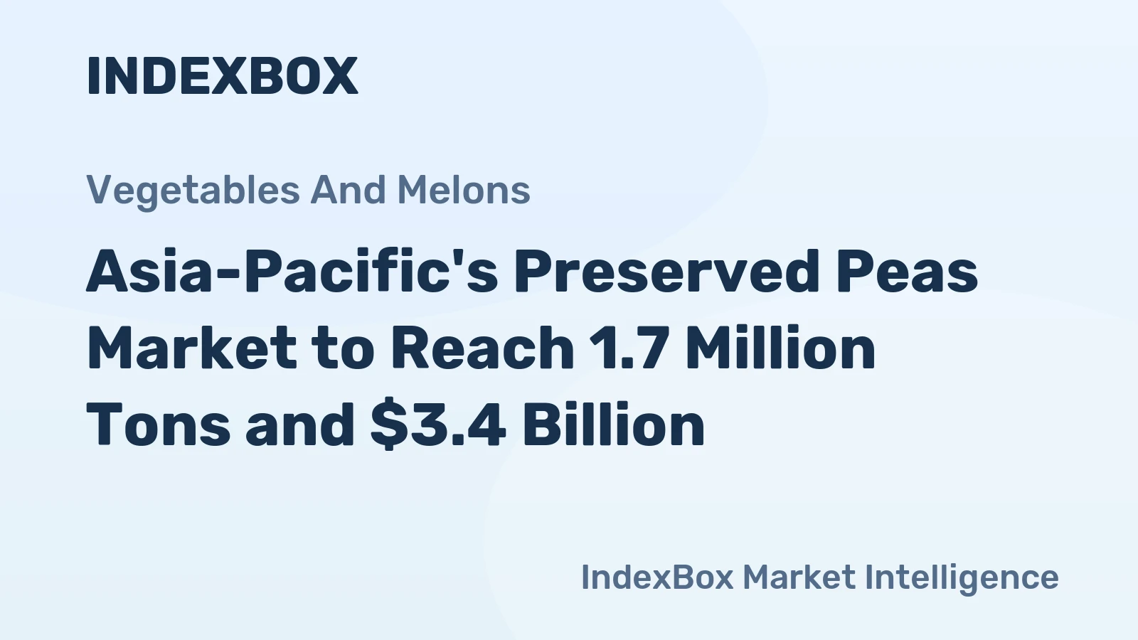 Asia-Pacific's Preserved Peas Market to Reach 1.7 Million Tons and $3.4 Billion