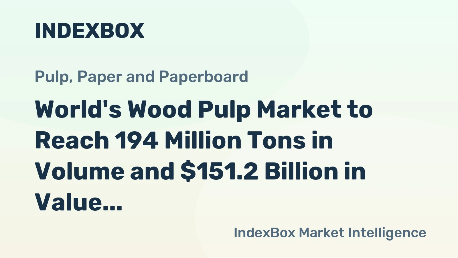 World's Wood Pulp Market to Reach 194 Million Tons in Volume and $151.2 Billion in Value by 2035