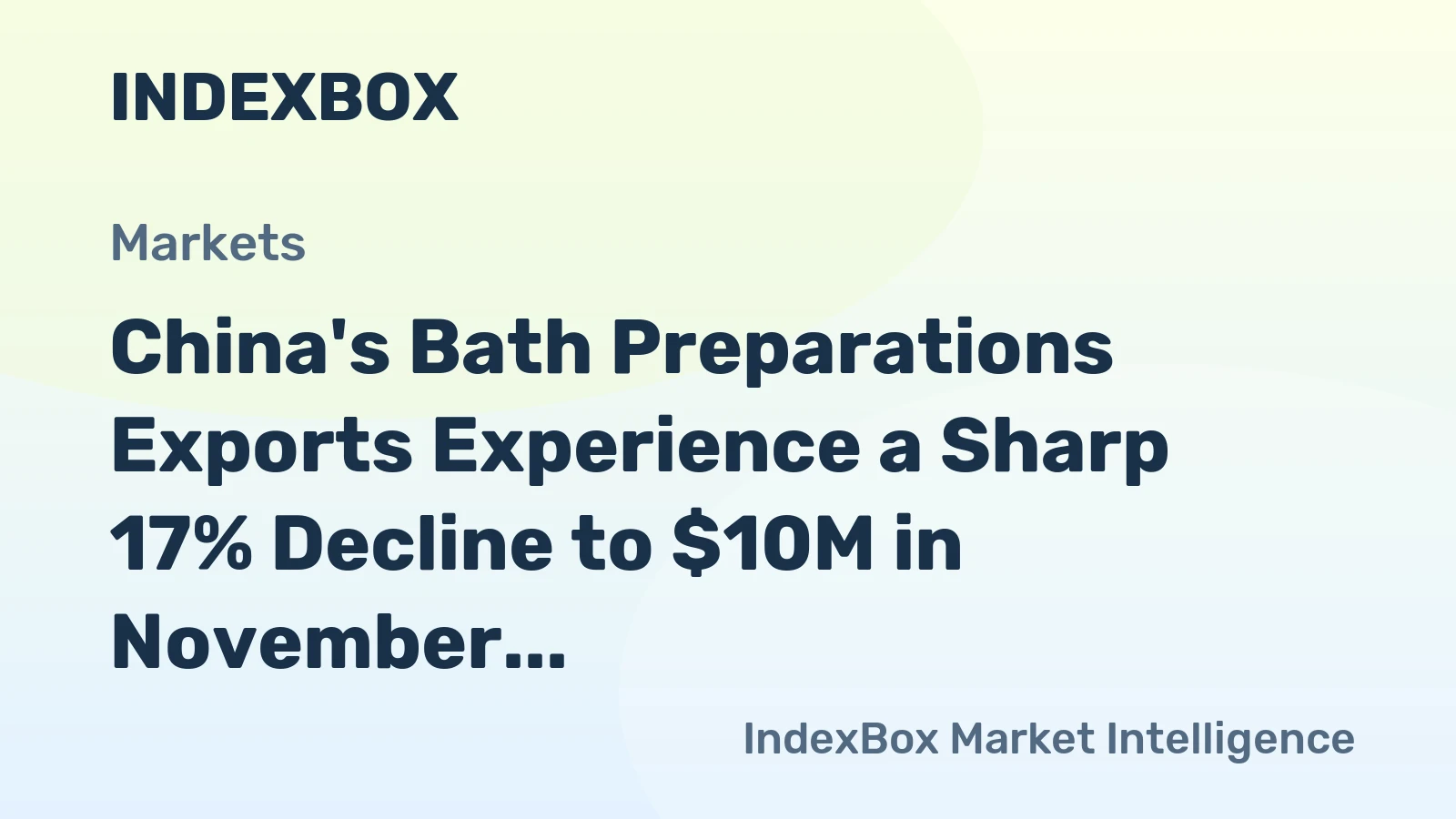 China's Bath Preparations Exports Experience a Sharp 17% Decline to $10M in November 2023
