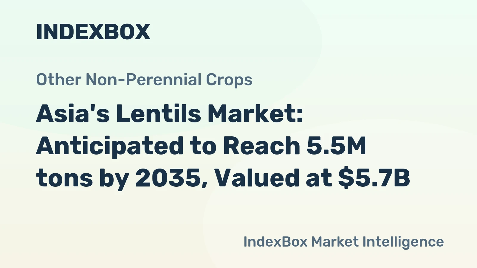 Asia's Lentils Market: Anticipated to Reach 5.5M tons by 2035, Valued at $5.7B