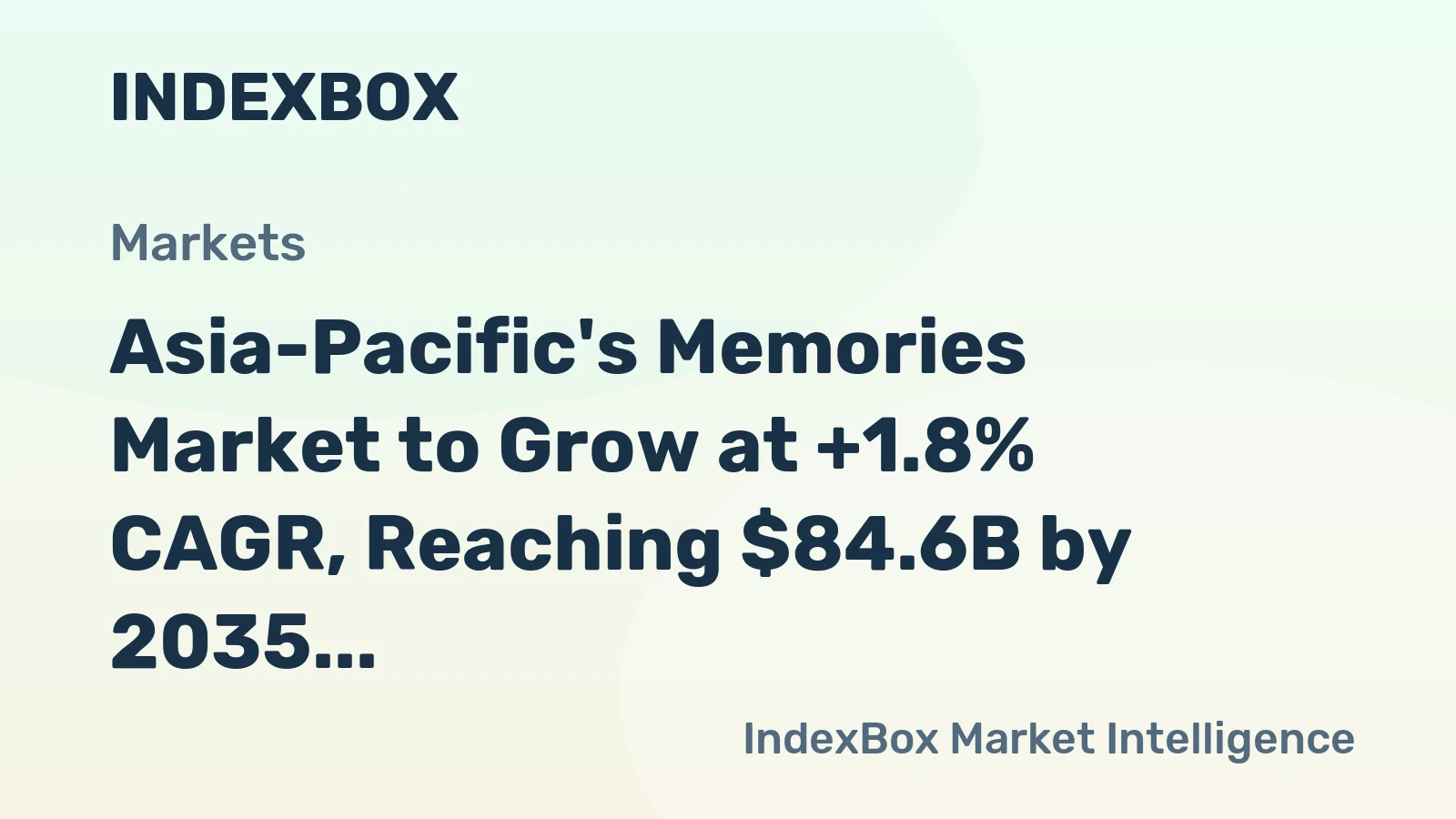 Asia-Pacific's Memories Market to Grow at +1.8% CAGR, Reaching $84.6B by 2035