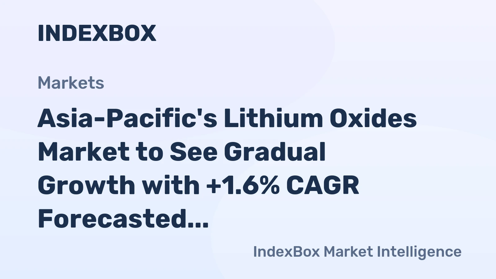 Asia-Pacific's Lithium Oxides Market to See Gradual Growth with +1.6% CAGR Forecasted from 2024 to 2035