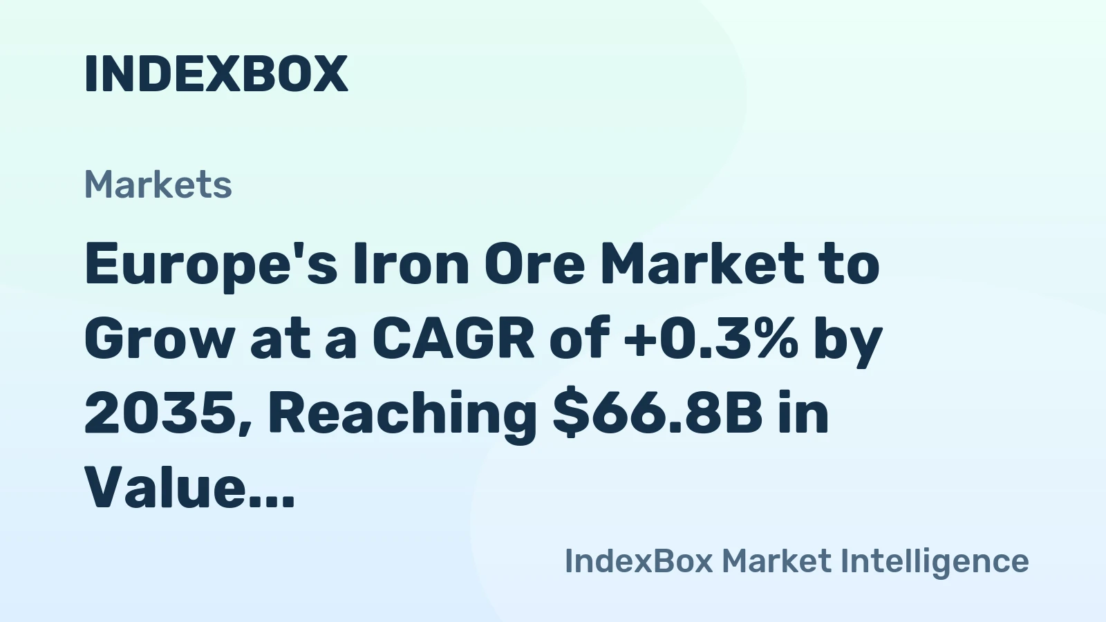 Europe's Iron Ore Market to Grow at a CAGR of +0.3% by 2035, Reaching $66.8B in Value