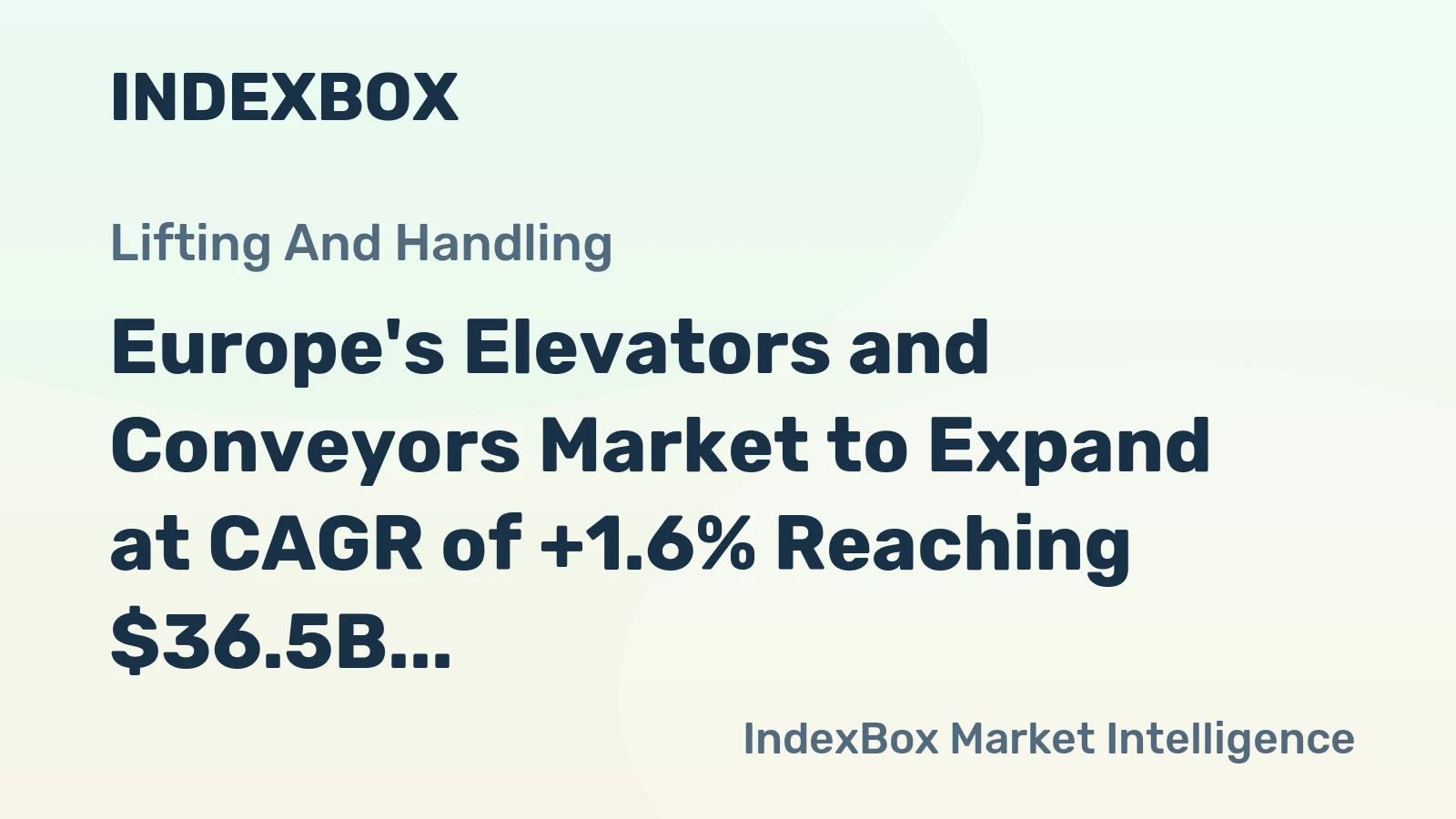 Europe's Elevators and Conveyors Market to Expand at CAGR of +1.6% Reaching $36.5B by 2035