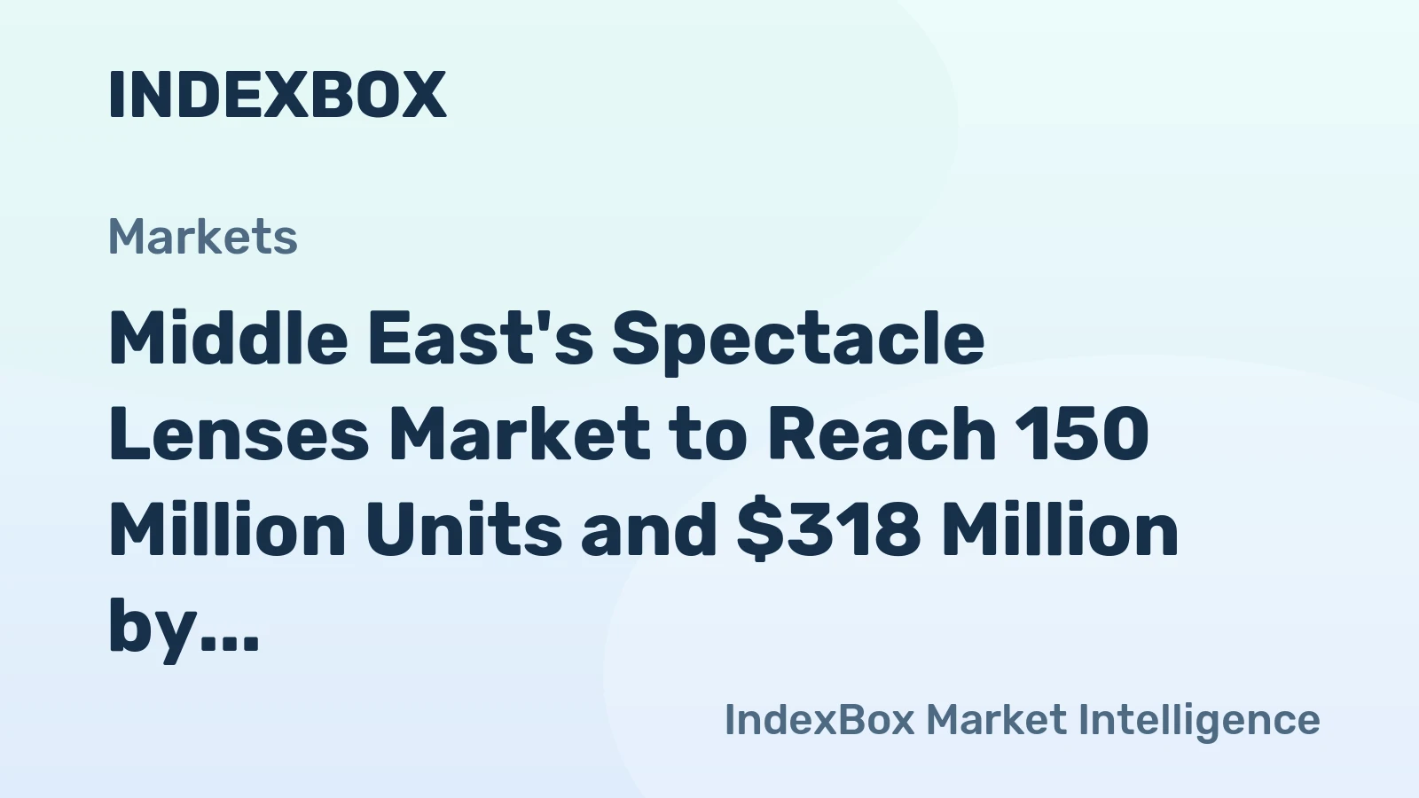 Middle East's Spectacle Lenses Market to Reach 150 Million Units and $318 Million by 2035