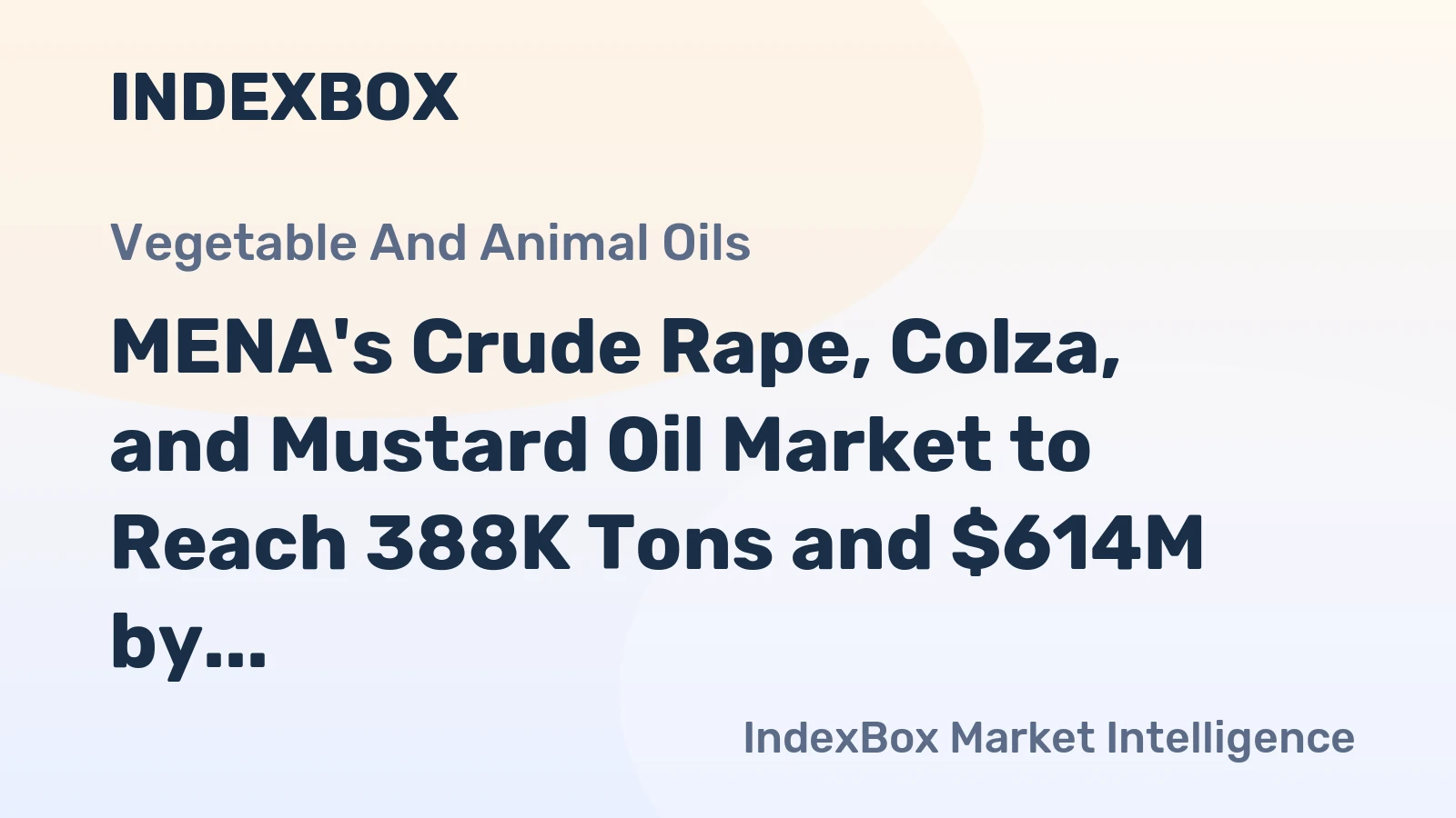 MENA's Crude Rape, Colza, and Mustard Oil Market to Reach 388K Tons and $614M by 2035